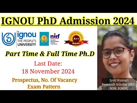 IGNOU PHD ADMISSION 2024, Prospectus #ignou #phd #admission #professor #vacancy #research #net #jrf