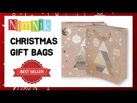 NimNik Large Premium Paper Christmas Gift Bags with Handles