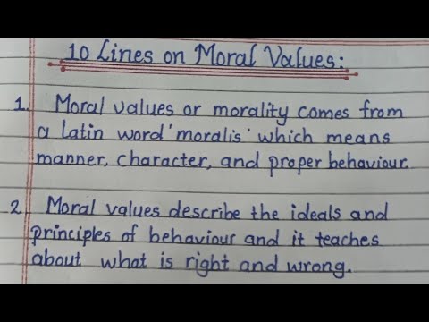 10 Lines on Moral Values | Importance of moral value | Handwriting | Morality | Educational Hub