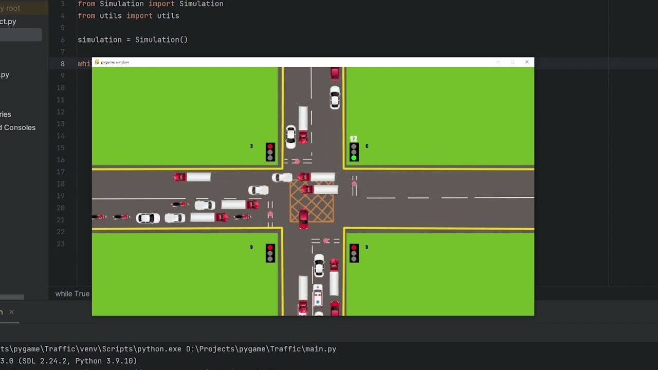 Traffic Signal Timer Simulation | Python Pygame