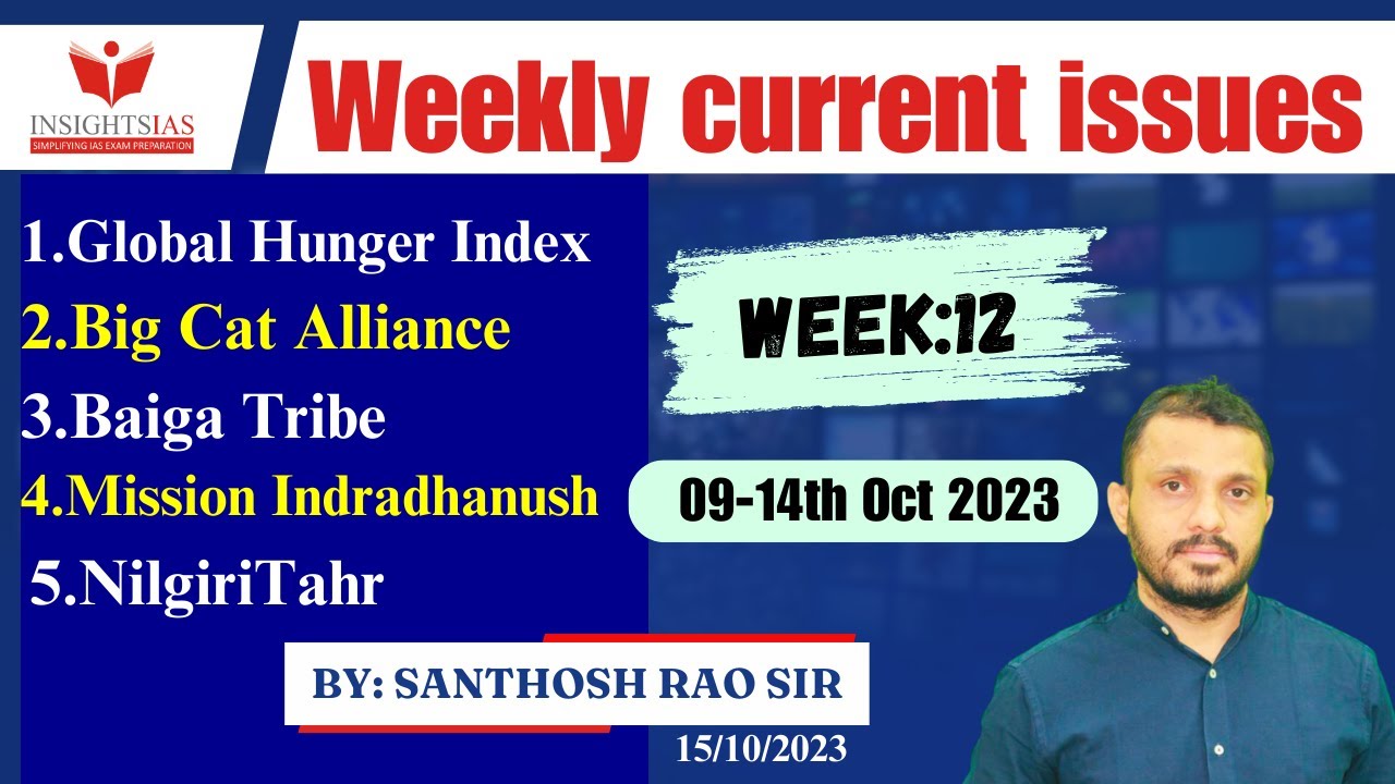 Week 12 (09-14th Oct)||Weekly Current Affairs in English|| I-CAN Issues by Santhosh Rao UPSC