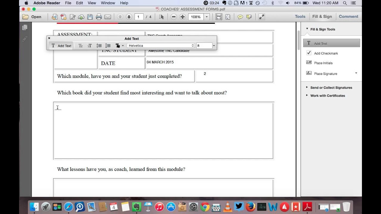 Completing PDF Assessment Forms