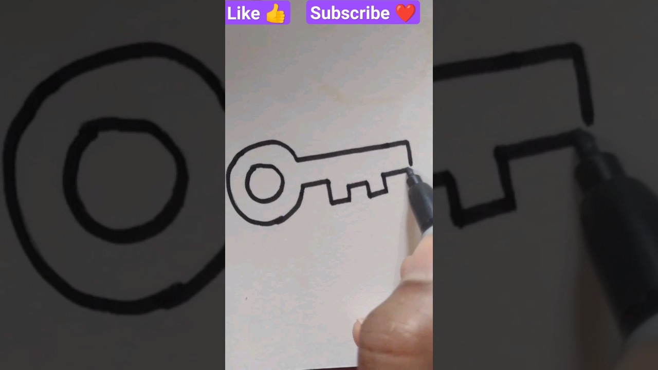 How To Draw A Key | EASY KEY DRAWING #shorts #ytshorts #art #drawing #easy #viral #trending #fyp