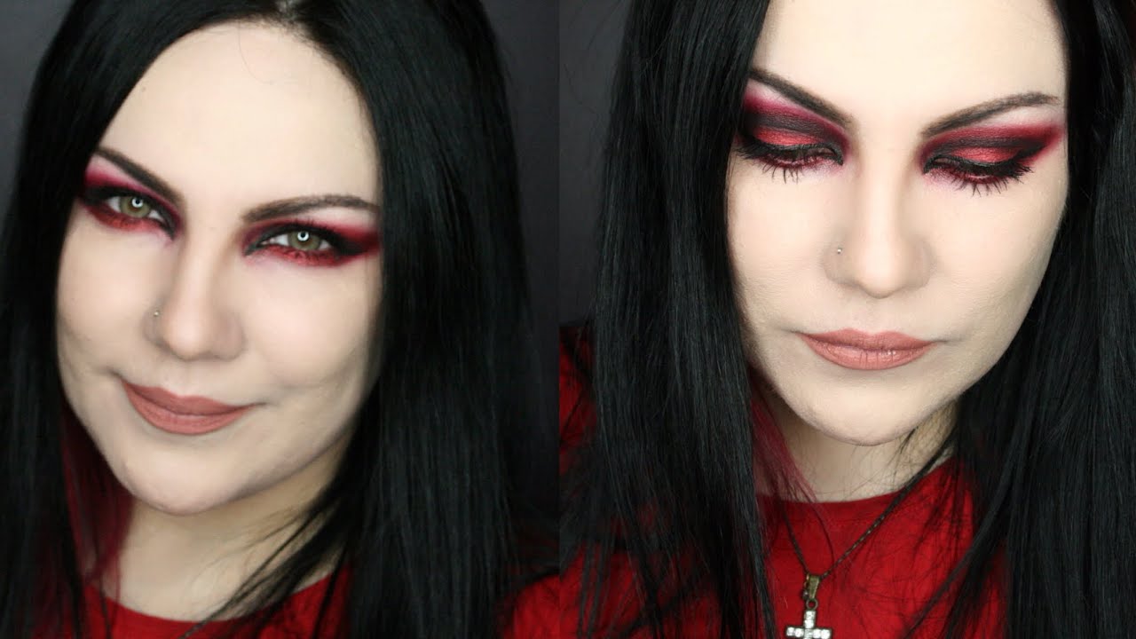 Gothic inspired red smokey eye makeup tutorial