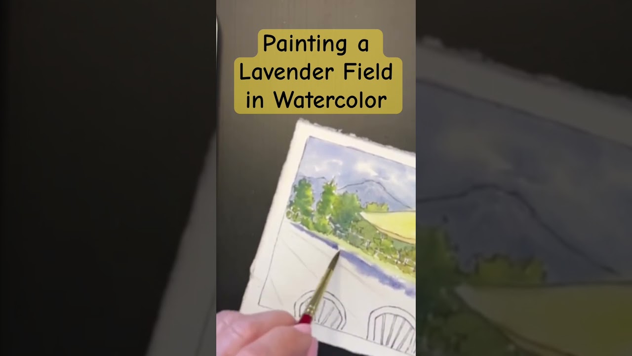 How to paint a Lavender Field in Watercolor Step by Step