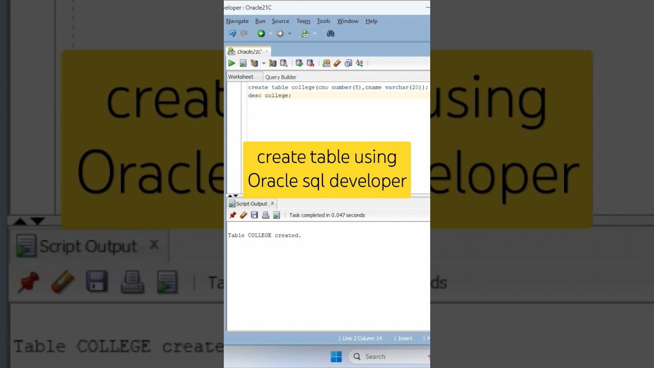 create table using Oracle sql developer #shortsfeed #ytshorts #trending #viral #oracle