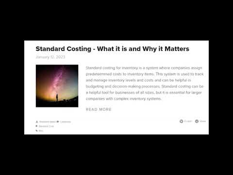 Standard Costing - What it is and Why it Matters- Explained with Audio