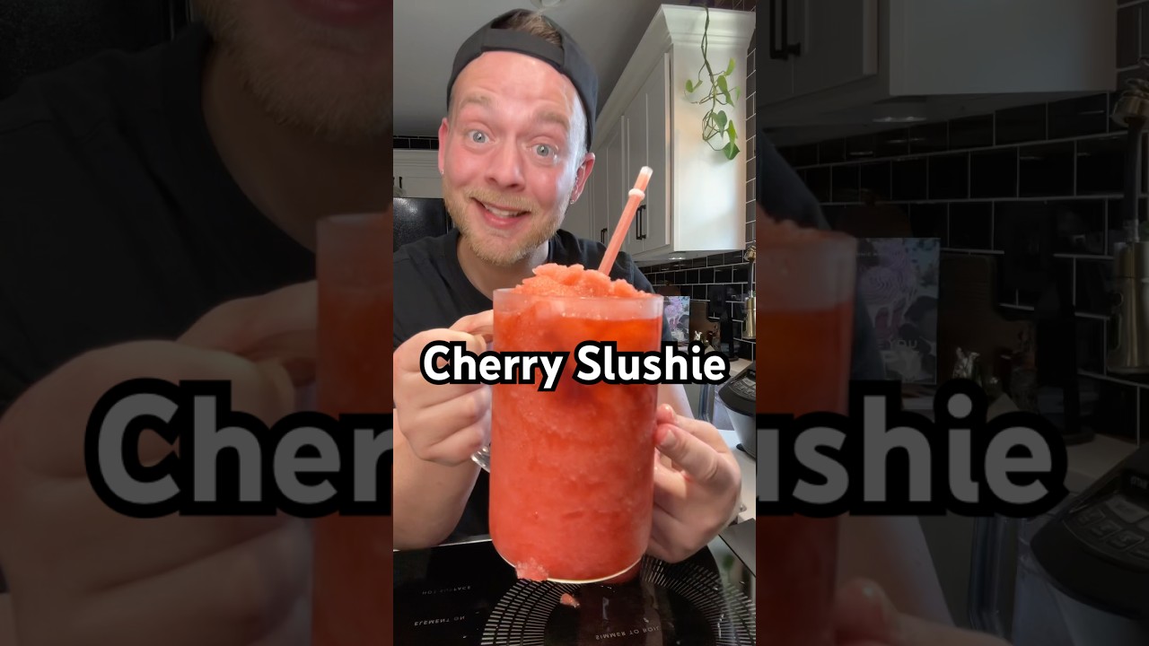 Easy homemade Cherry Slushie will always cool ya down in this heat #cherryslushie #cherry #slushy