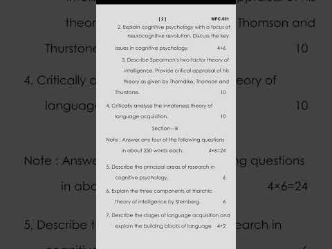 IGNOU MA psychology previous year june2024 / cognitive psychology, learning and memory