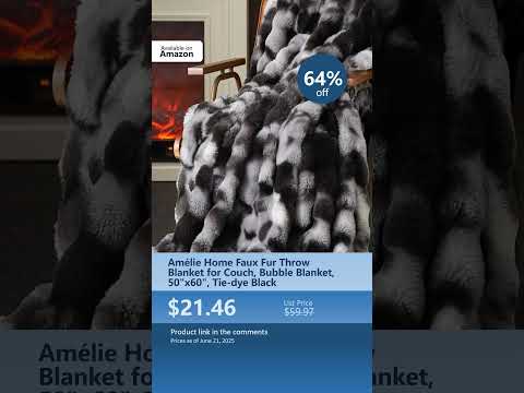 Amélie Home Faux Fur Throw Blanket for Couch, Bubble Blanket, 50"x60", Tie-dye Black