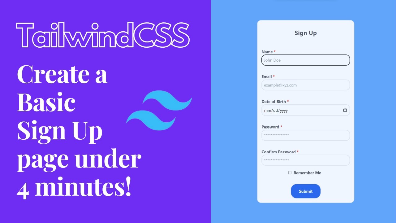 Tailwind CSS for Beginners : Create a Signup page in Under 4 minutes. #tailwindcss #webdesign #code