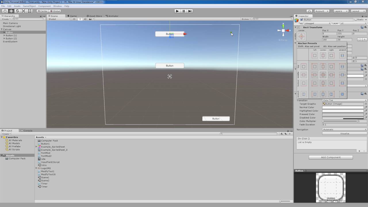 Unity 5 Tutorial: Rect Transform and Anchor Points