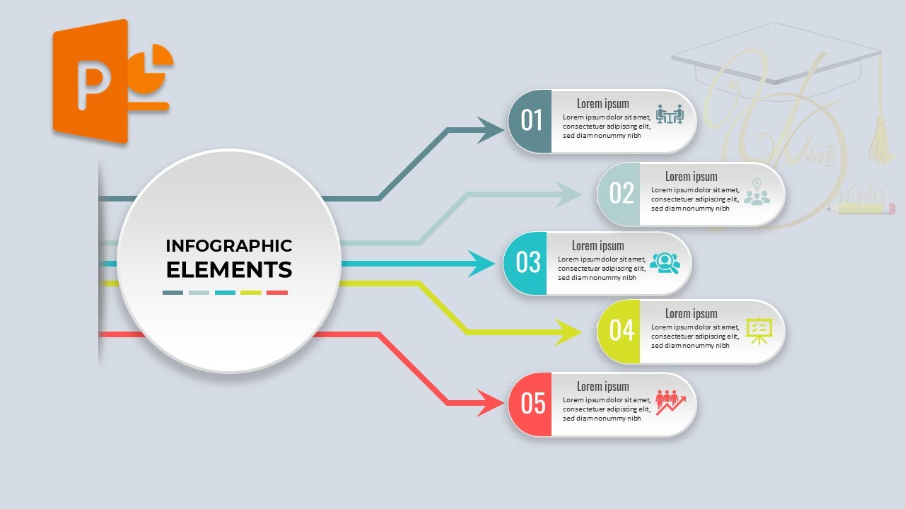 design infographic elements presentation slide in PowerPoint, tutorial no 129
