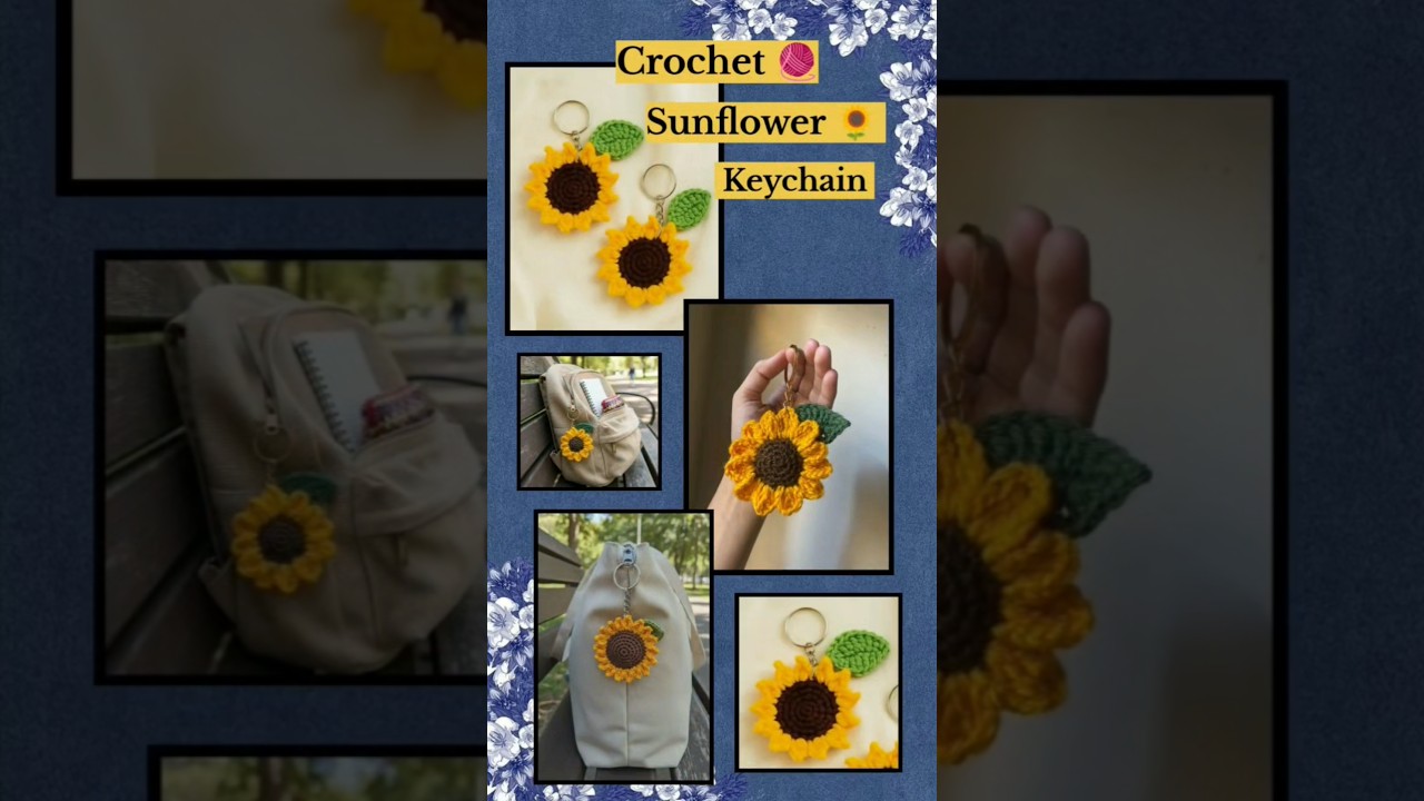 Crochet Sunflower Keychain 🌻 | Easy & Cute! #crochet #diy #handmade #youtube #viral #trending