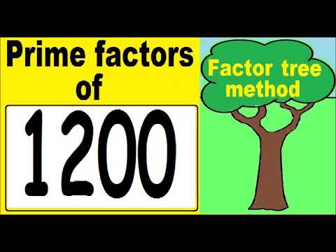 Prime factors of 1200. Prime factor decomposition of 1200. Factor tree method.