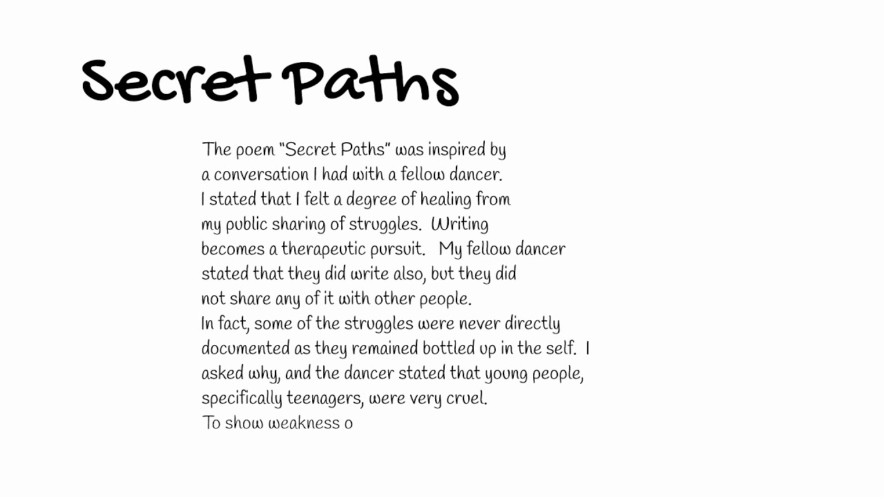 Observational Poems : Secret Paths : DU Poetry