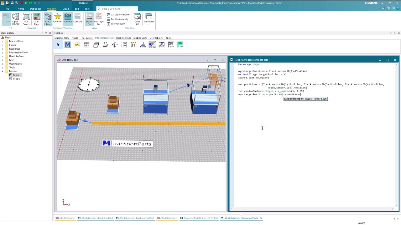 Plant Simulation 23 - AGVs on tracks