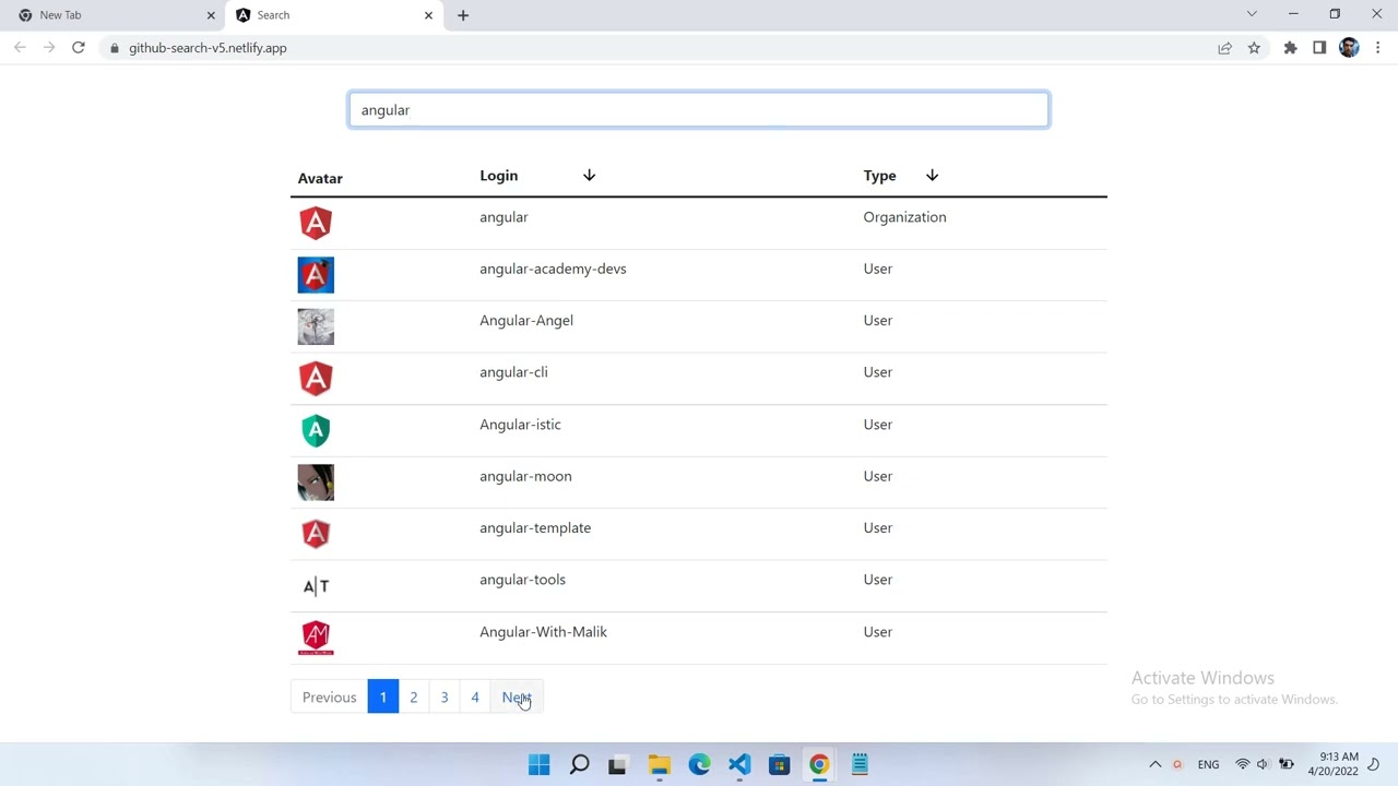 Github Search with Pagination