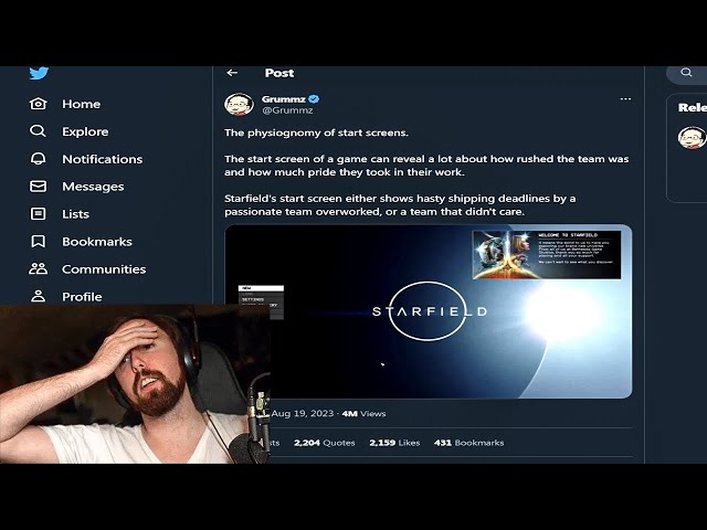 Asmongold opens up on Starfield's recent start screen controversy, says ...