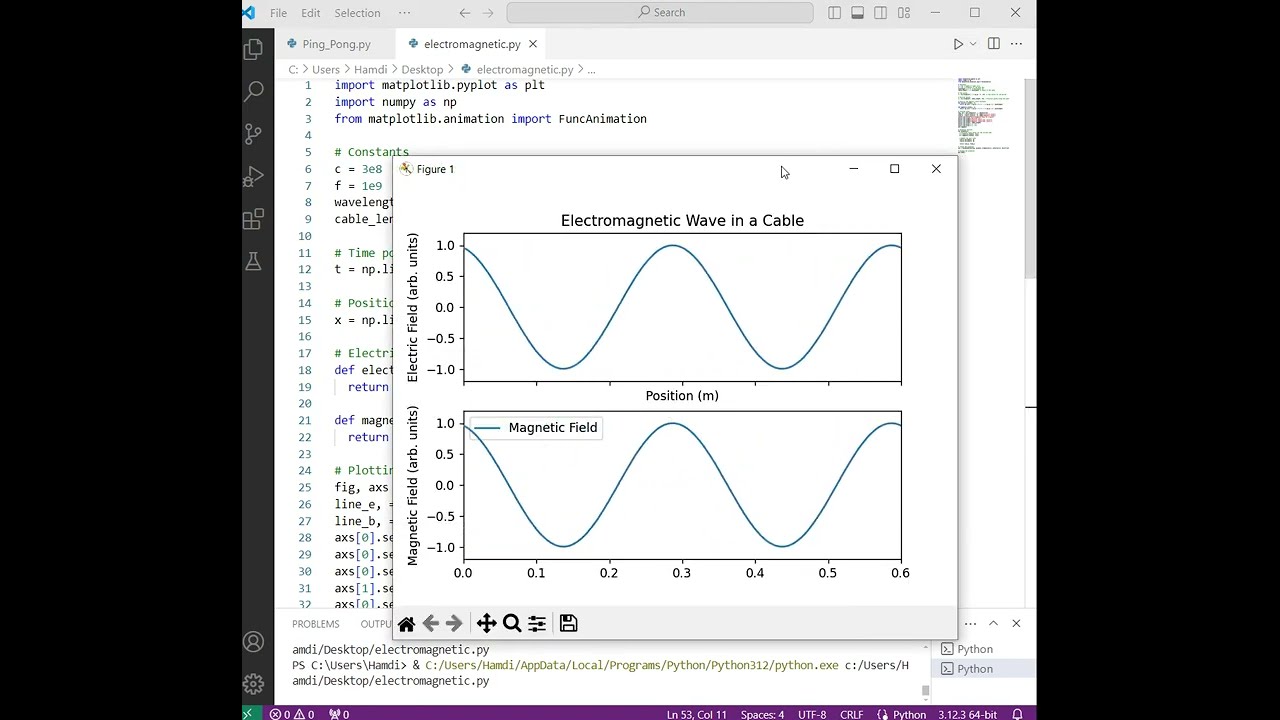 Electromagnetic Wave simulation in Python