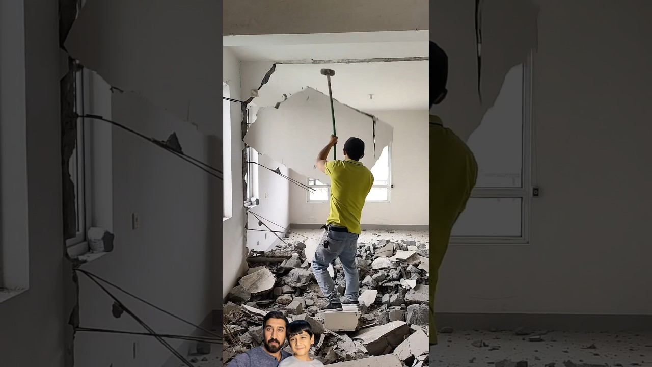 Easy way to break a wall using a hammer ||#youtubeshorts #shortfeed #machinery