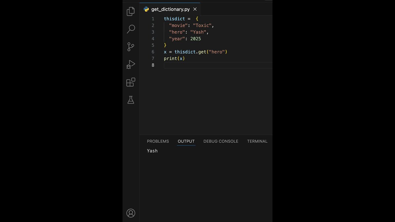 Python Tip: Access Dictionary Values Easily! 🚀 🐍 | Toxic | Yash | 2025 | Python | Learning | Get #py