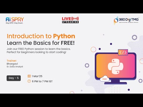 Learn Python for Beginners Learn Python Basics for FREE Day 5 360DigiTMG - Mind Luster