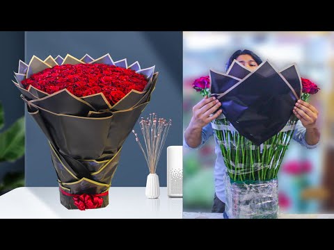 100 red Roses arrange flowers Bouquet. || flower wrapping techniques || Flower Bouquet arrangement
