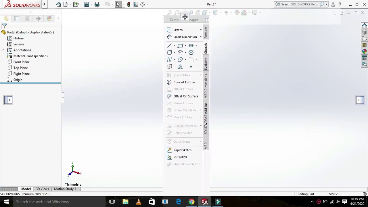 SolidWorks Settings (how to drag command manager back to top)