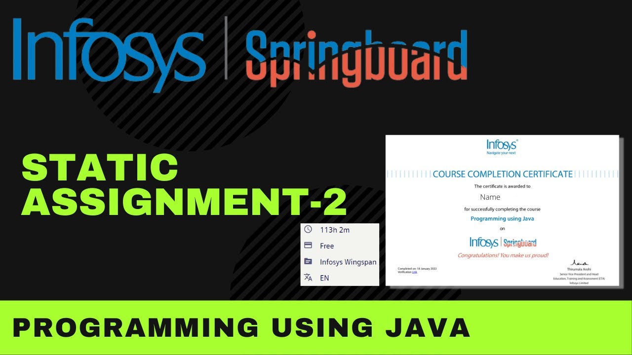 Static Assignment - 2 | Programming Using Java | Infosys Springboard