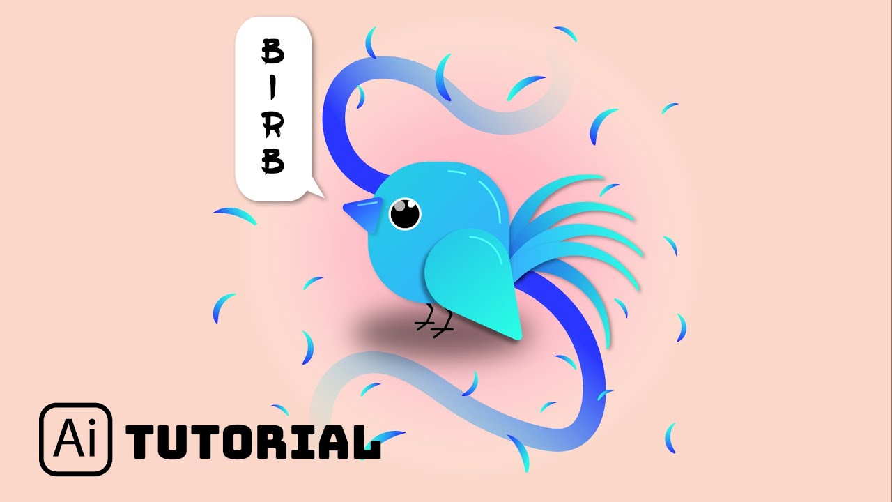 Cute Bird Illustration Vector Art -  Adobe Illustrator Tutorial - Graphic Design