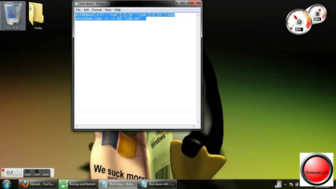 how to make a shut down file with notepad