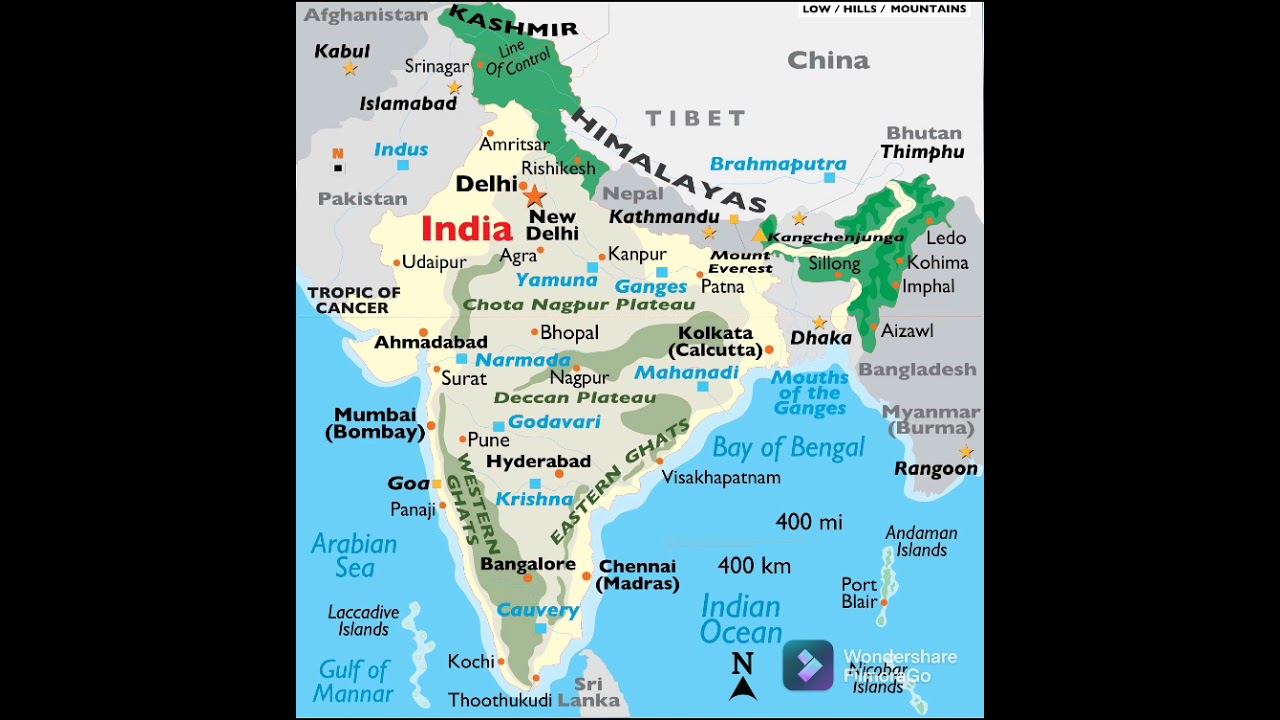 Indian Map: Mountain ranges of India