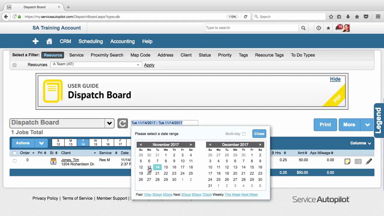 Step 3: Using the Dispatch Board