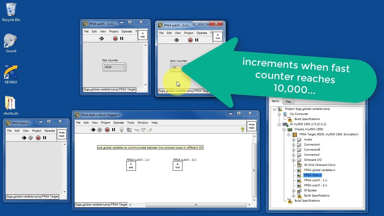 LabVIEW code: Global variable (FPGA) (expected results)