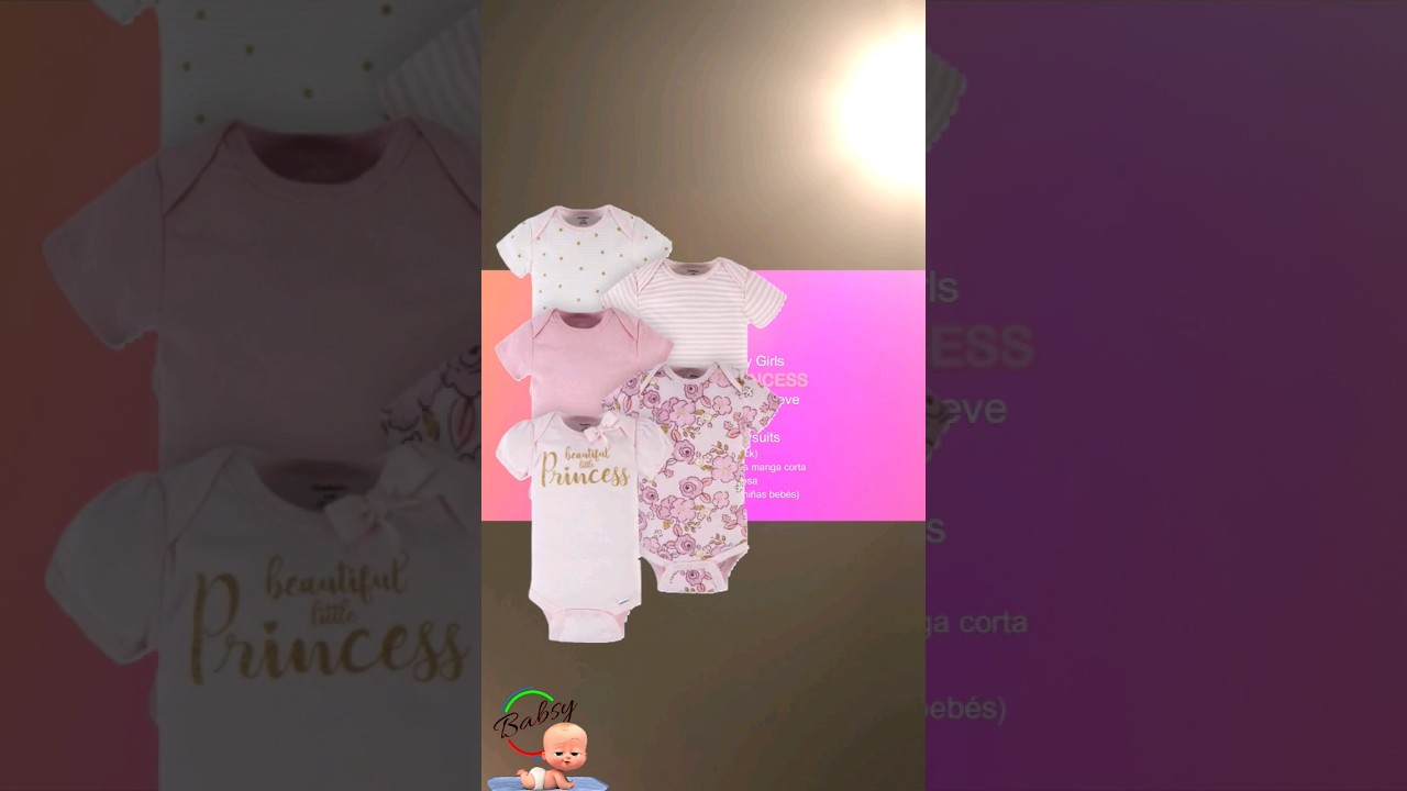 Baby Esenciales - GERBER 5 Pack Baby Girls Princess Short Sleeve Bodysuits (Bodis mangacorta #shorts