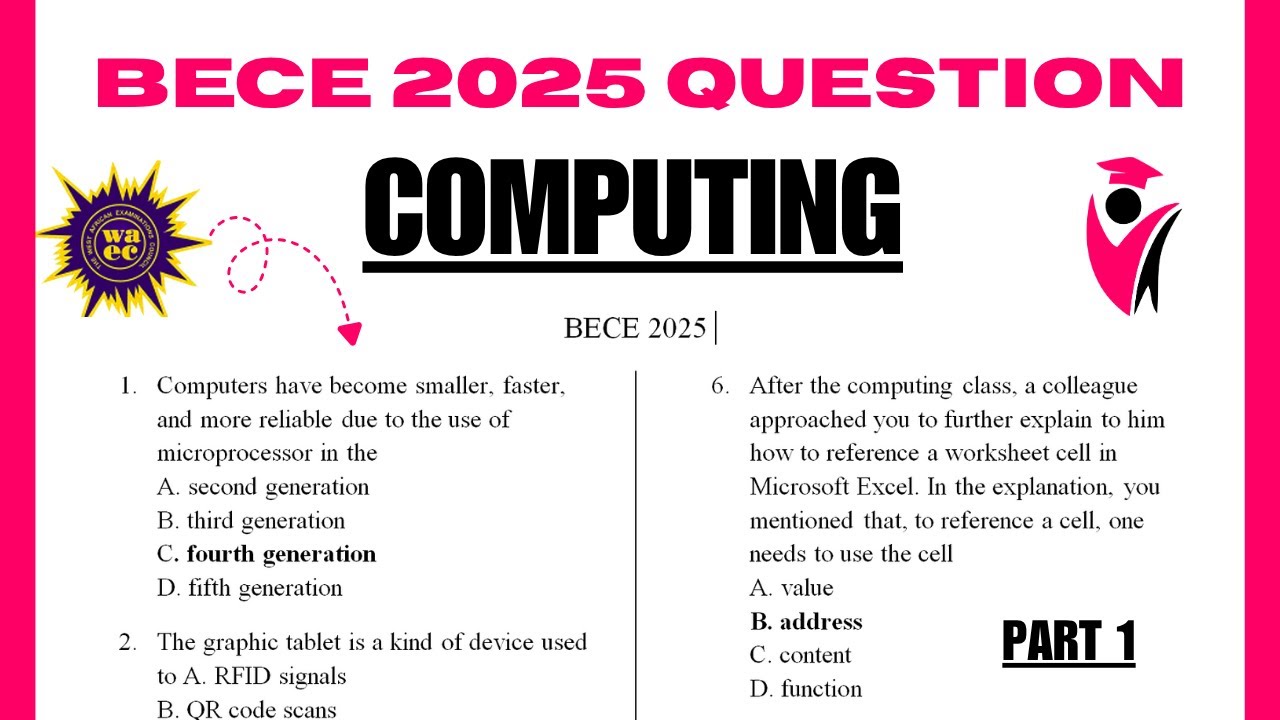 BECE 2025 COMPUTING QUESTIONS WITH ANSWERS OBJECTIVES | EASY TO UNDERSTAND – PART 1
