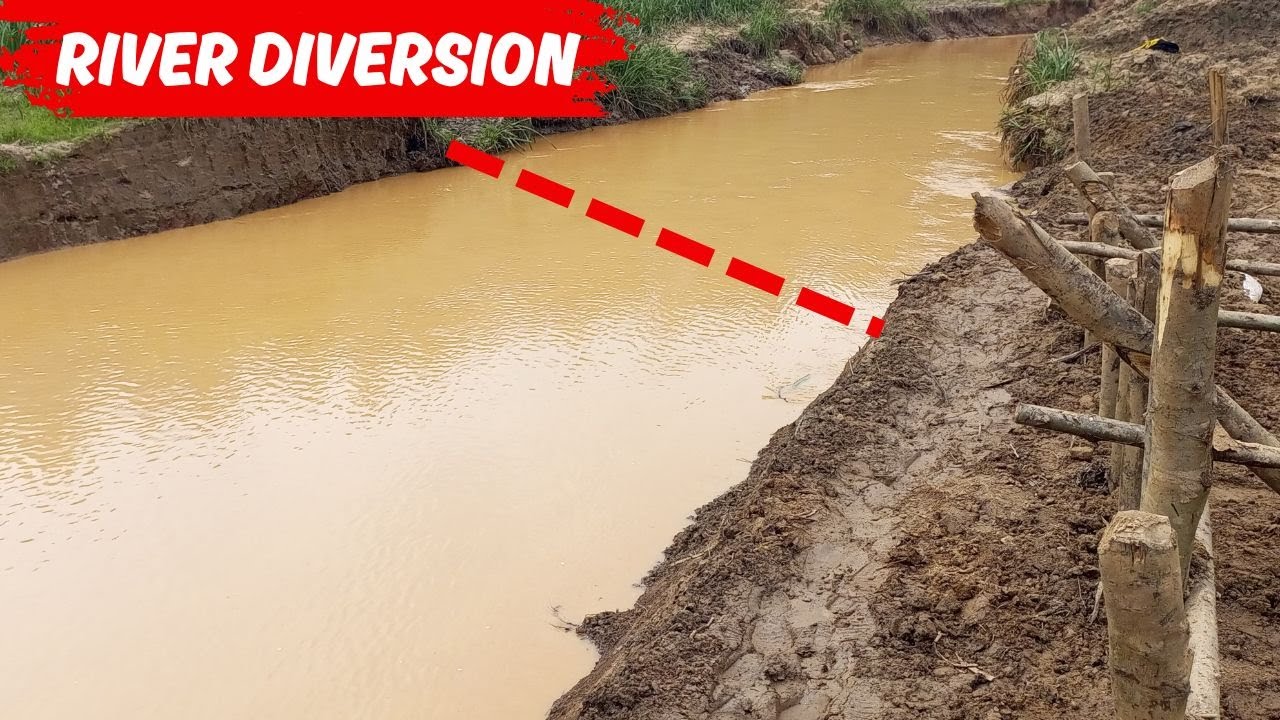 RIVER DIVERSION💥💥: How to Divert a River Using Timber & Sandbags | Simple River Diversion Technique