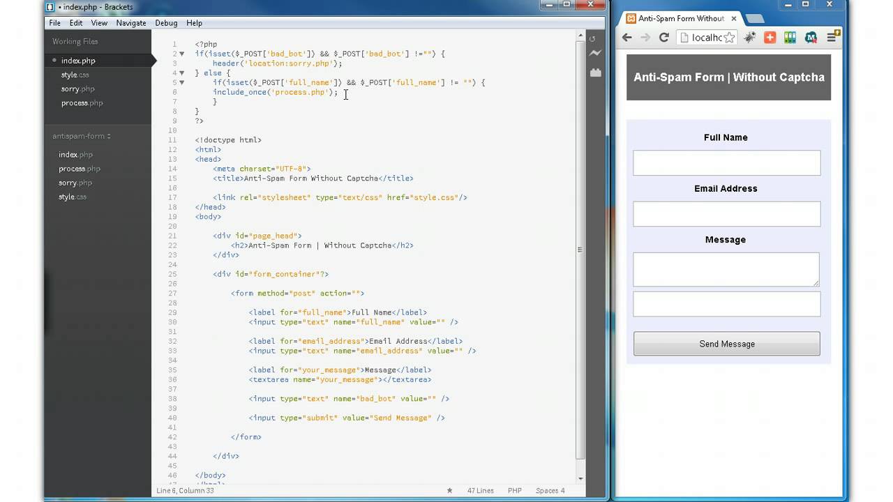 No Captcha Anti-Spam Form Tutorial