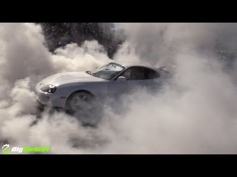 Monster Toyota Supra Burnout Engulfs the Drag Strip, Crowd High on Tire ...