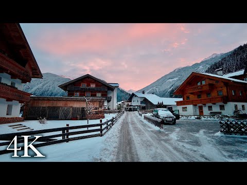Mayrhofen in the Snow, Icy Walk in the Early Morning, Winter Alpine Panorama 4K ❄️