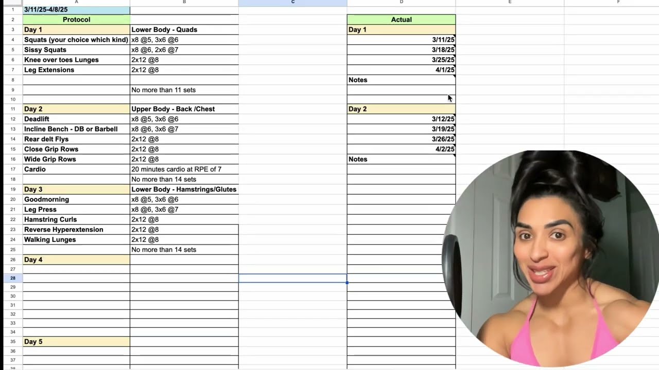  Excel for Fitness/Strength Program | Yelena Espinoza