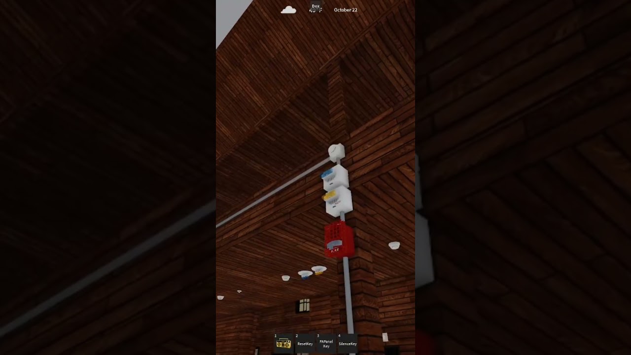 (Very creepy) Code blue/Crisis alarm test at my old cabin game #roblox #shorts #firealarms