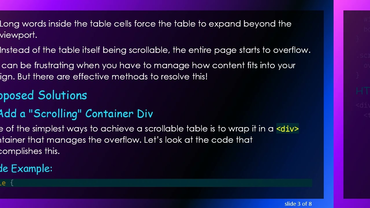 Achieving 100% Width Tables with Overflow Scroll in CSS