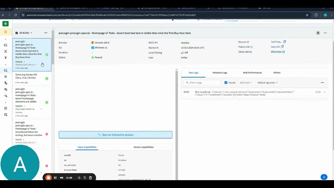 Playwright automation with browserstack and posting to Jira