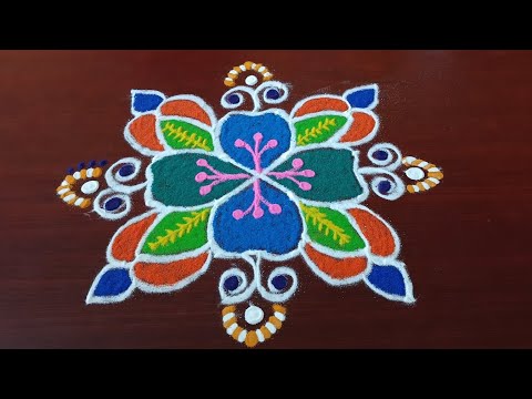 4*4 dots rangoli🌺 beautiful and colourful rangoli🌺