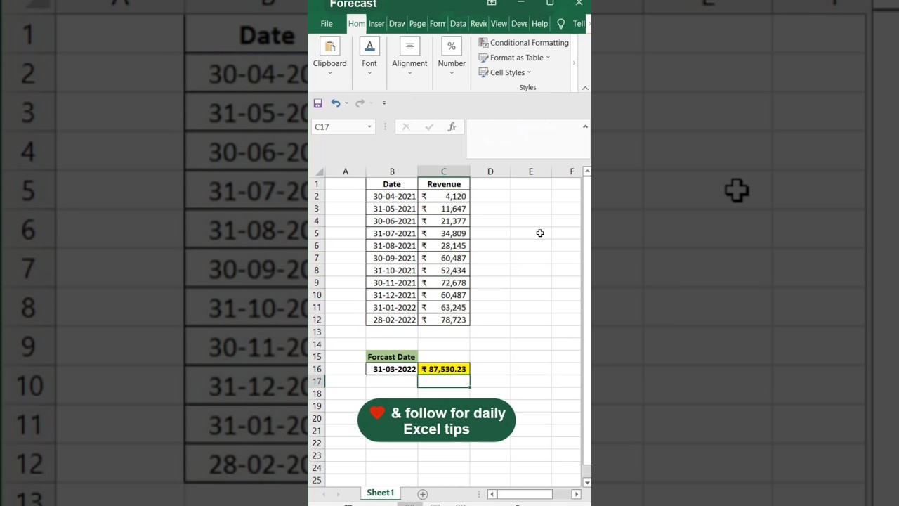 Master Time Series Forecasting with Forecast ! #shorts #short #excel #excelshortcuts #trending