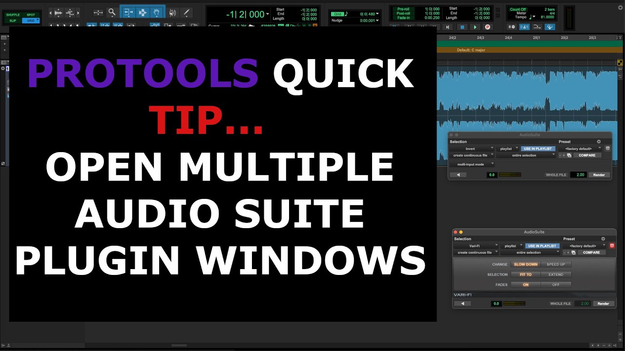 Protools Quick Tip | Open multiple audio suite plugin windows