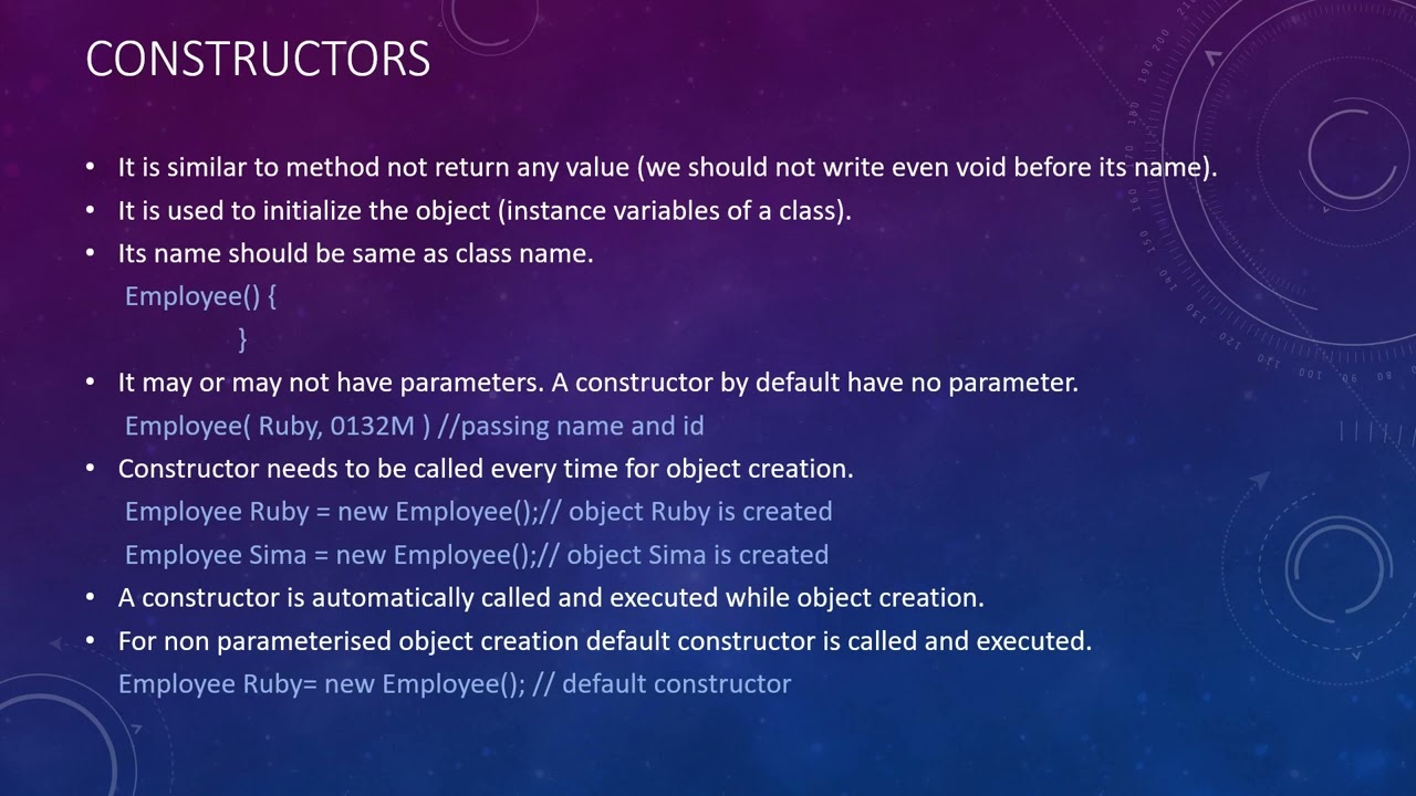 Lesson 10 CoreJava8 Ruby| Objects and Classes| Constructors
