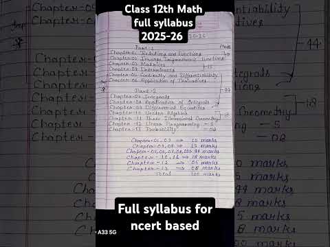 Class 12th Math full syllabus 2025-26 for Ncert Based #upboard